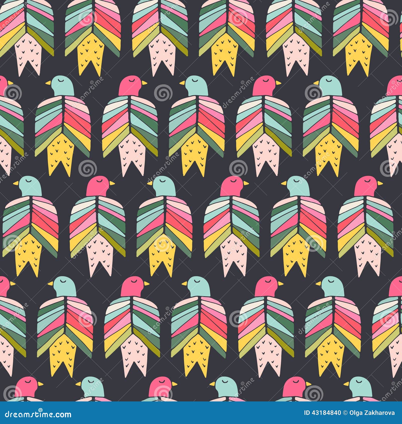 Pattern with birds stock illustration. Illustration of flower - 43184840