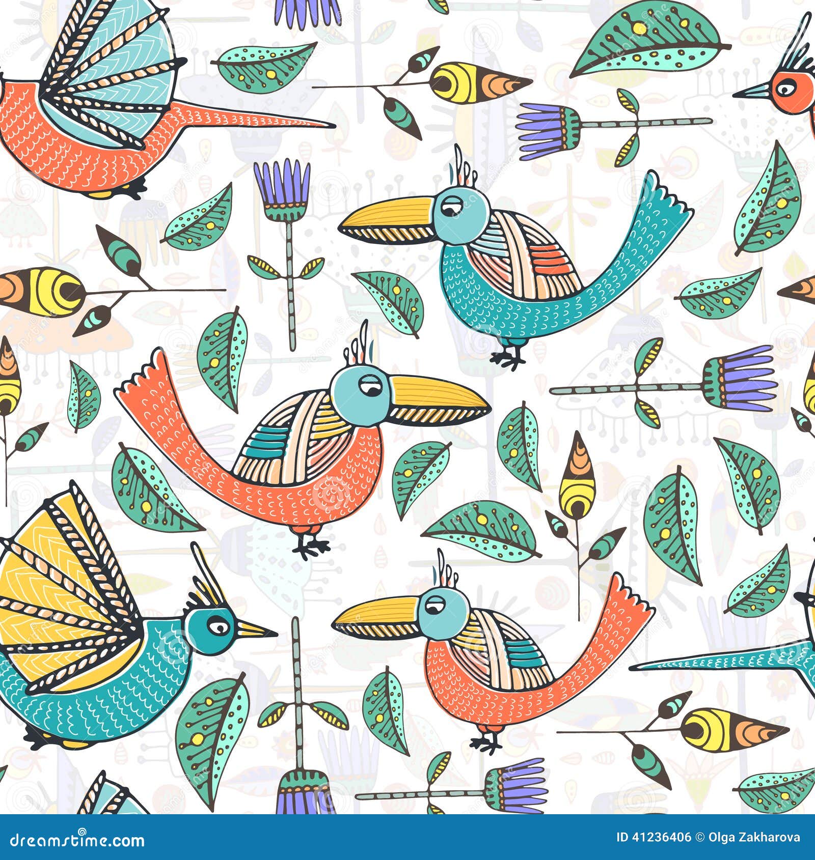 Pattern with birds stock vector. Illustration of bird - 41236406