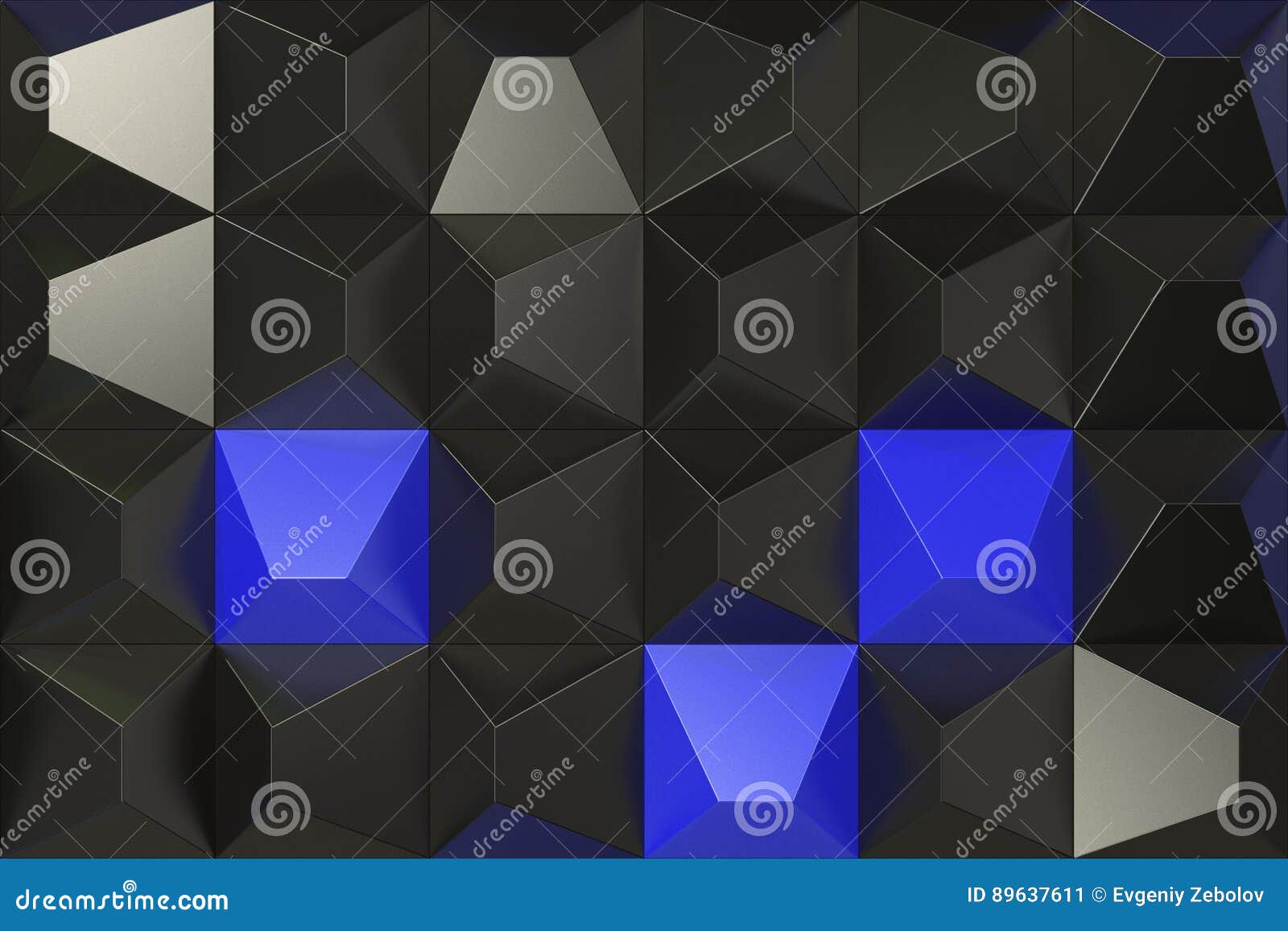 Pattern of Black and Blue Pyramid Shapes Stock Illustration ...