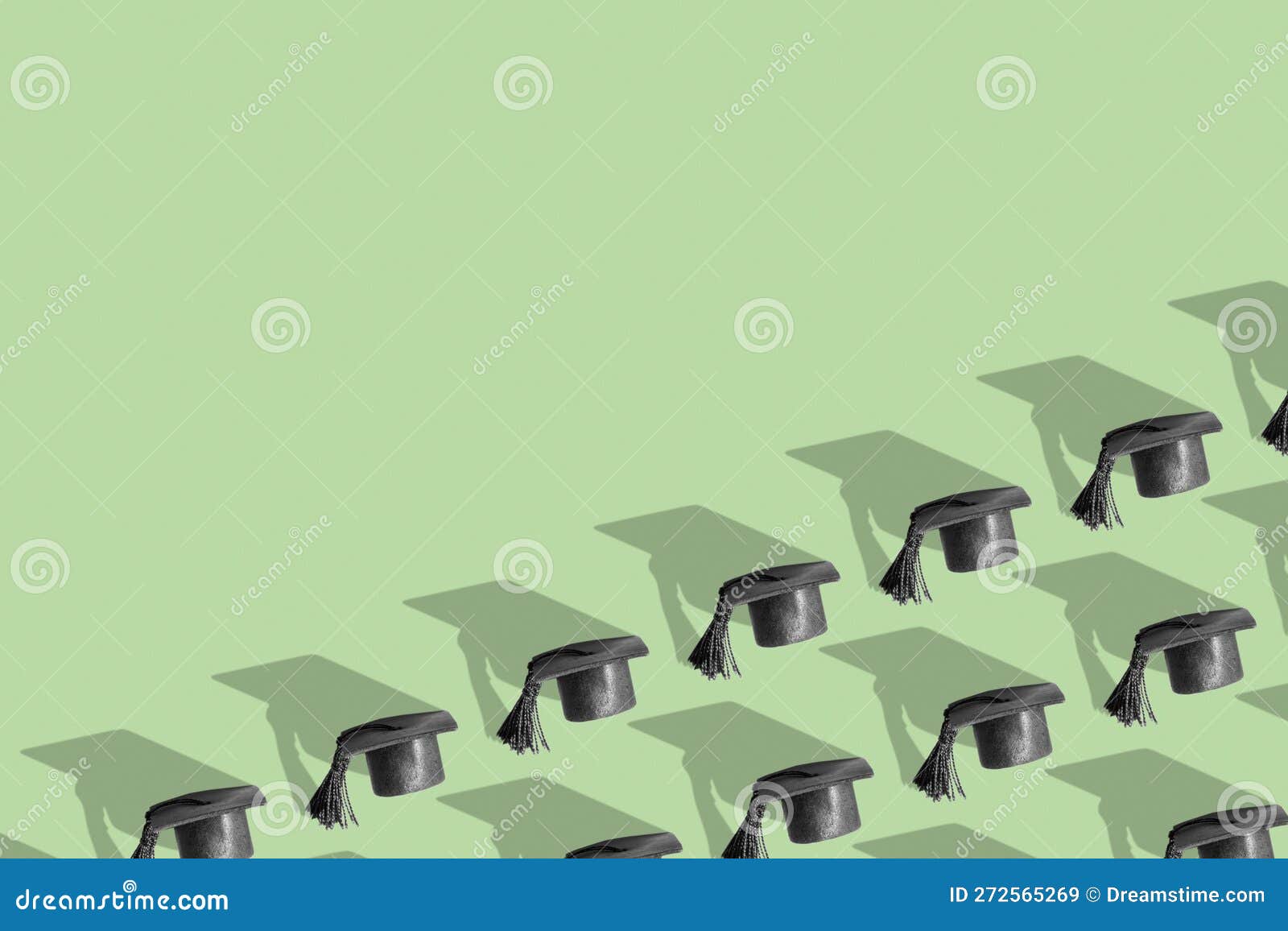 Pattern with Black Graduated Cap on Green Background with Copy Space ...