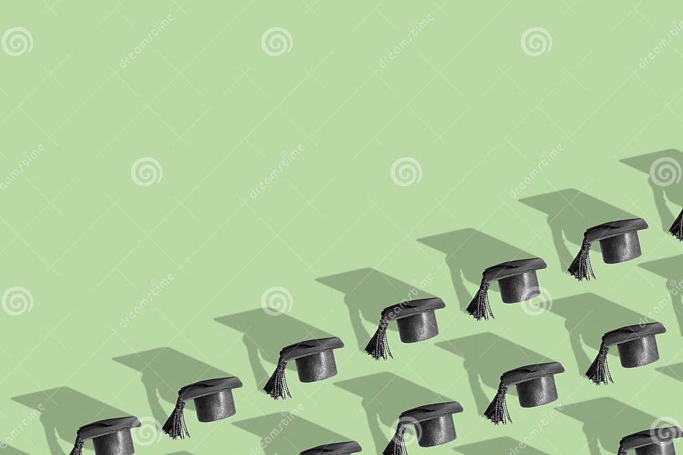 Pattern with Black Graduated Cap on Green Background with Copy Space ...
