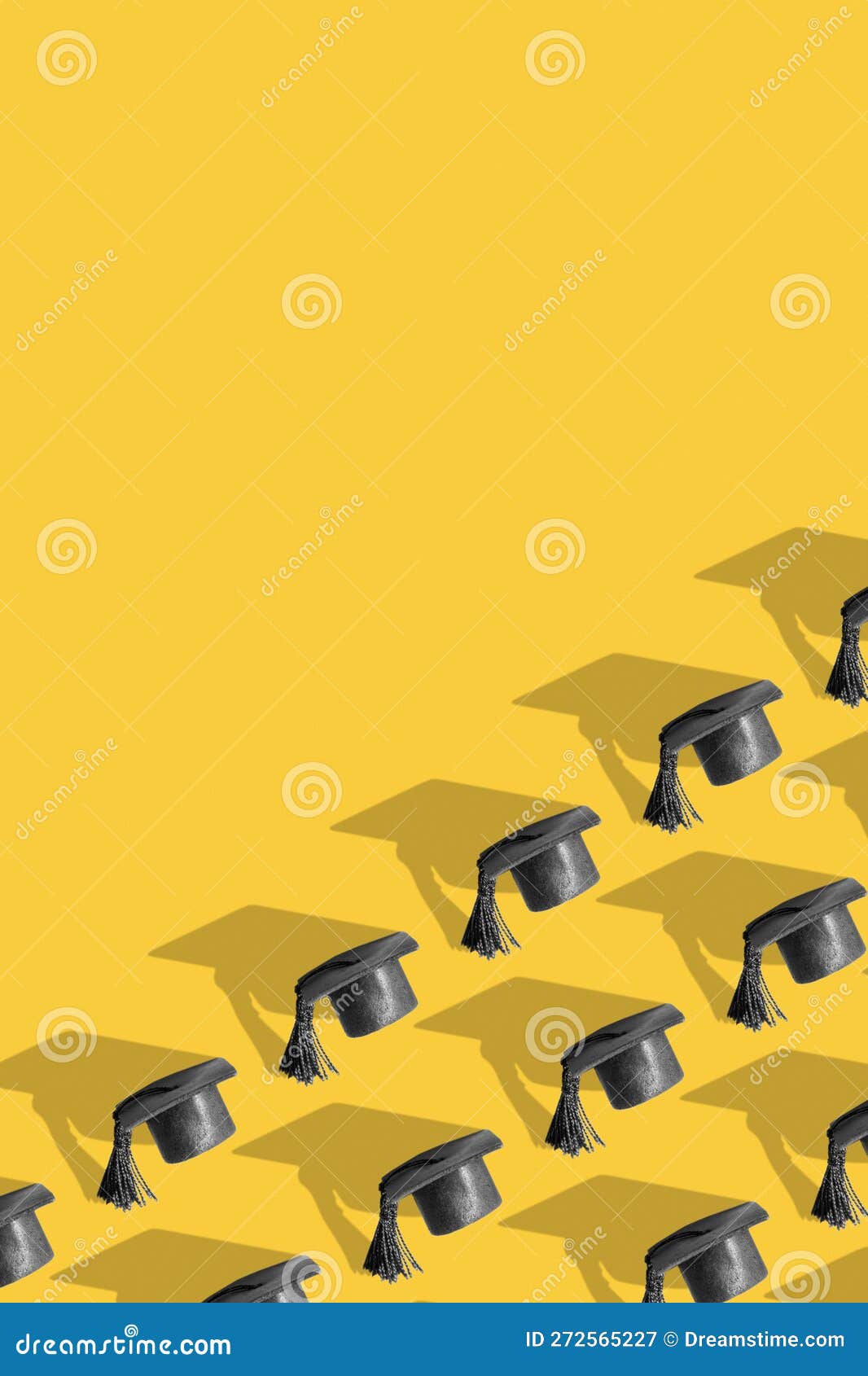 Pattern with Black Graduated Cap on Yellow Background with Copy Space ...