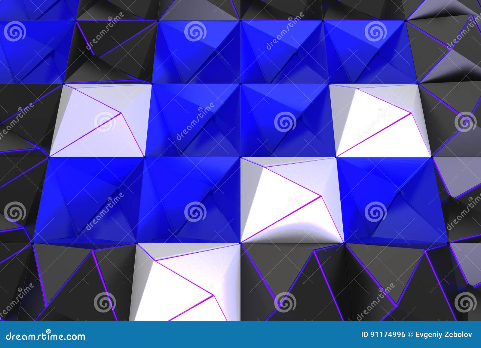 Pattern of Black, White and Blue Pyramid Shapes Stock Illustration ...