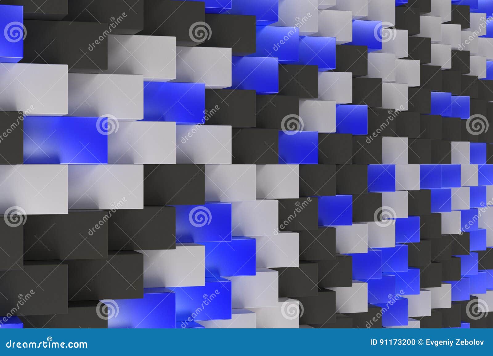Pattern with Black, White and Blue Rectangular Shapes Stock ...