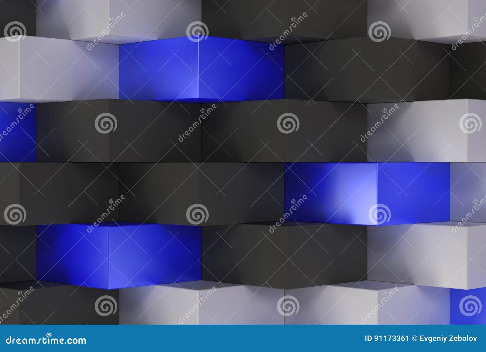 Pattern with Black, White and Blue Rectangular Shapes Stock ...