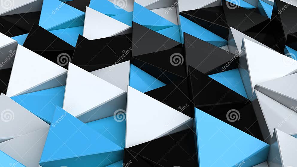 Pattern of Black, White and Blue Triangle Prisms Stock Illustration ...