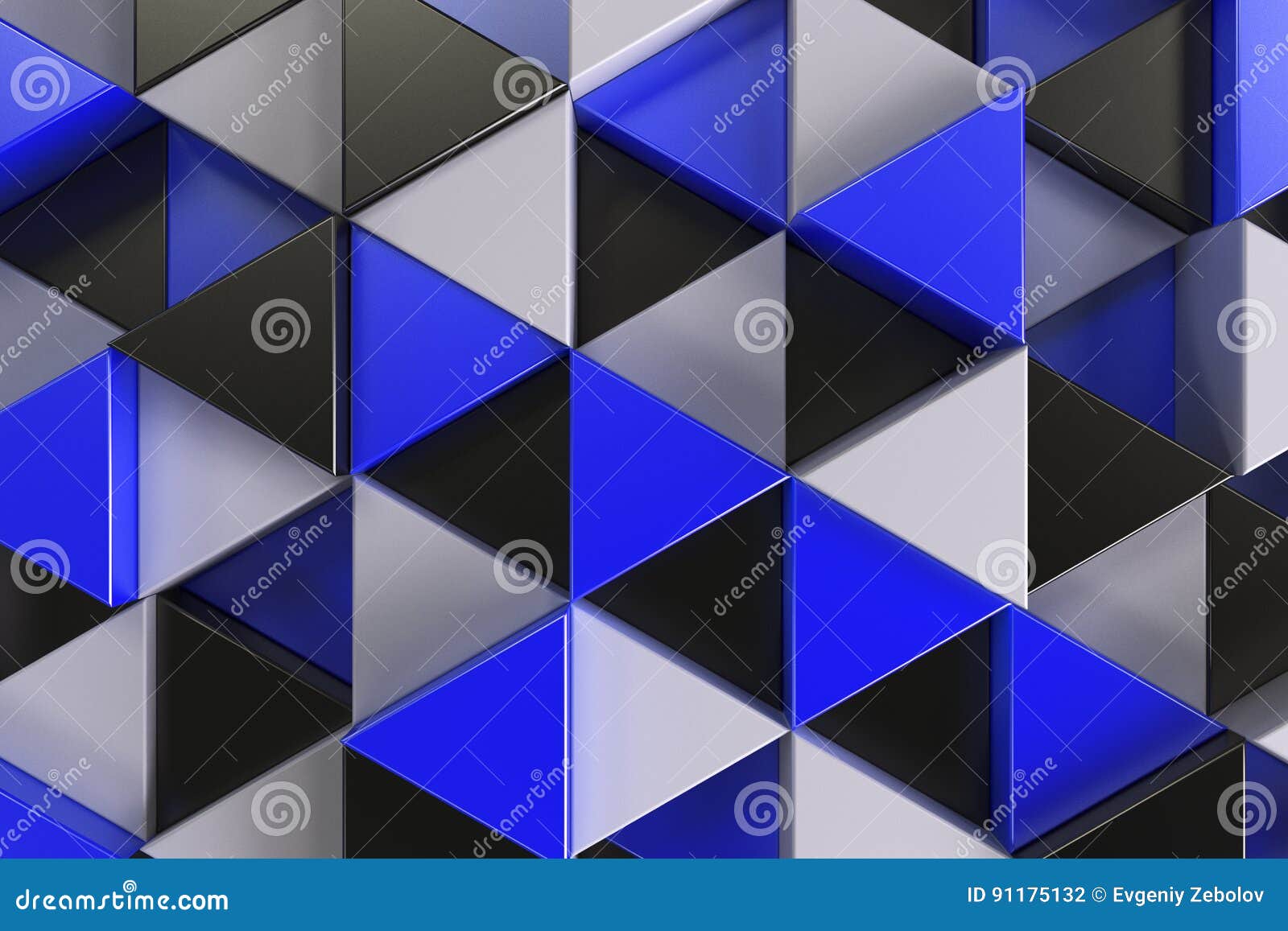 Pattern of Black, White and Blue Triangle Prisms Stock Illustration ...