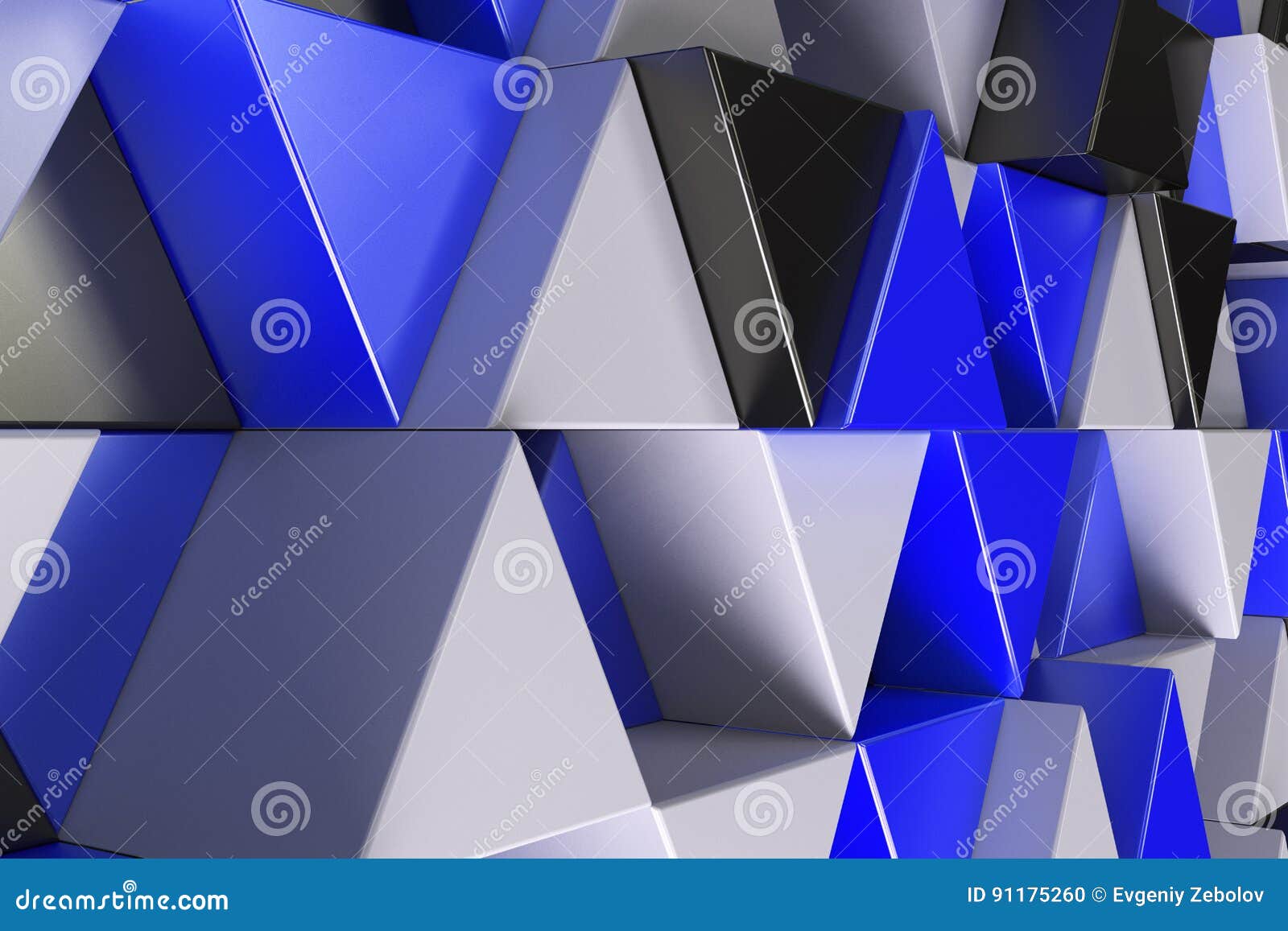 Pattern of Black, White and Blue Triangle Prisms Stock Illustration ...