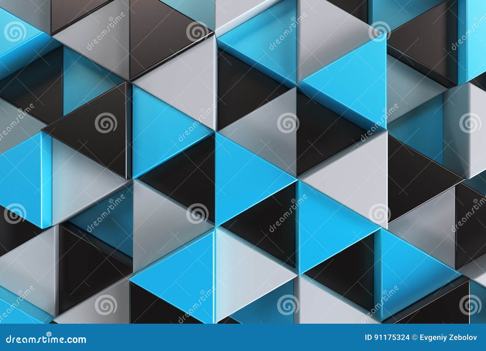 Pattern of Black, White and Blue Triangle Prisms Stock Illustration ...