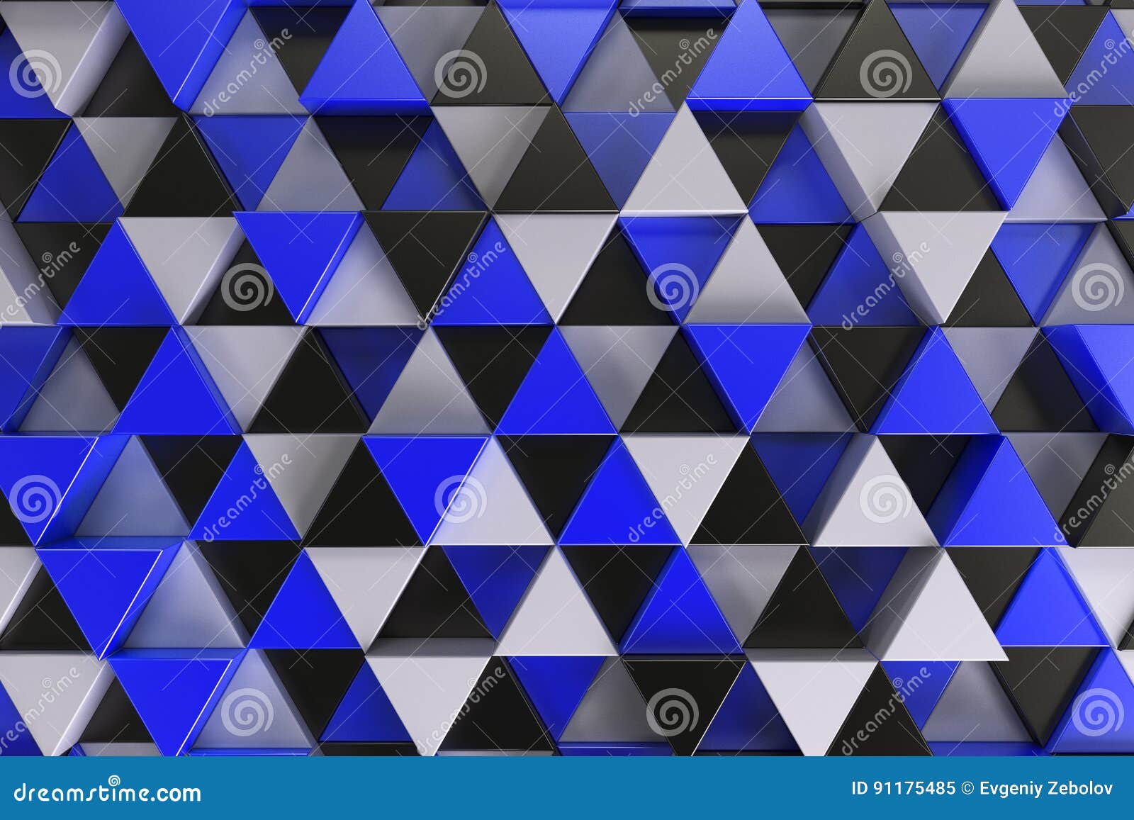 Pattern of Black, White and Blue Triangle Prisms Stock Illustration ...