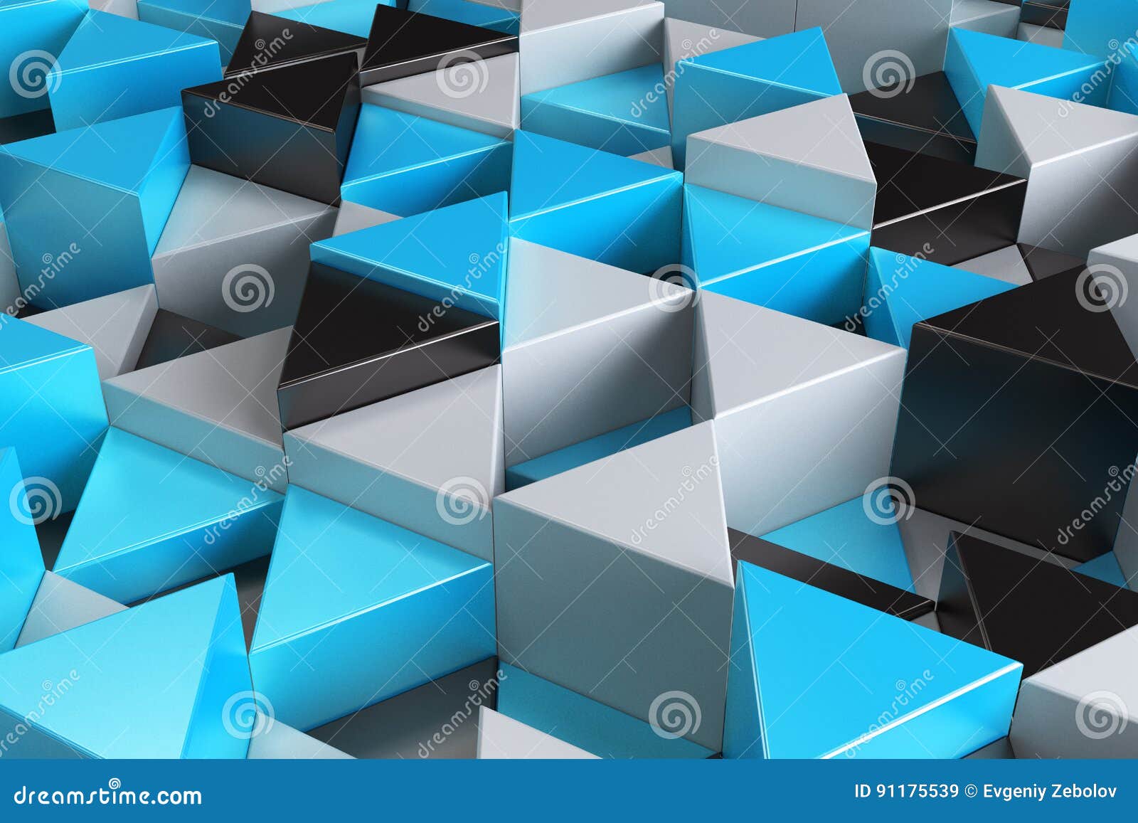 Pattern of Black, White and Blue Triangle Prisms Stock Illustration ...