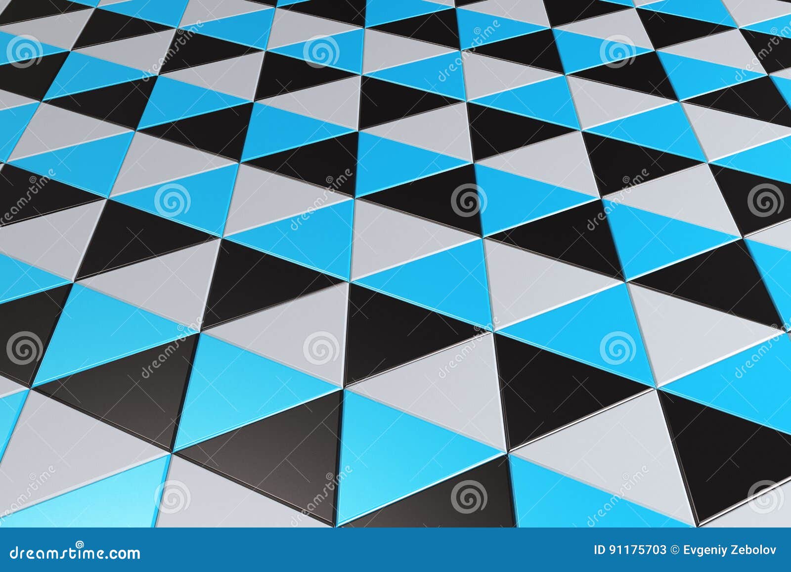Pattern of Black, White and Blue Triangle Prisms Stock Illustration ...