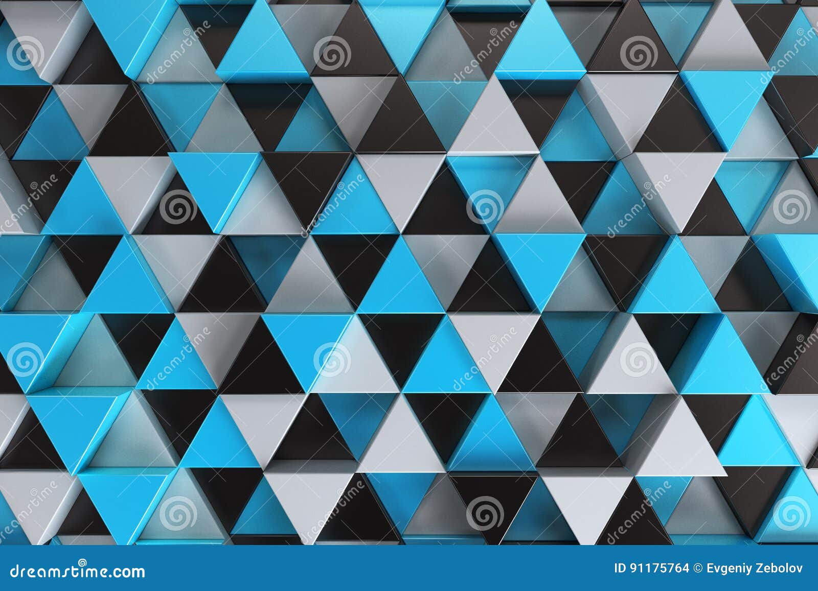 Pattern of Black, White and Blue Triangle Prisms Stock Illustration ...
