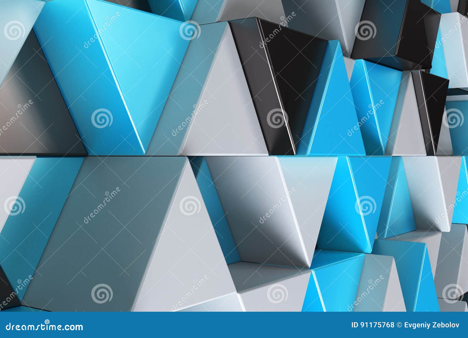 Pattern of Black, White and Blue Triangle Prisms Stock Illustration ...