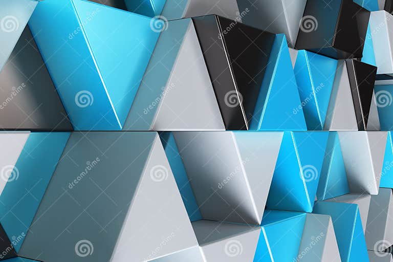 Pattern of Black, White and Blue Triangle Prisms Stock Illustration ...