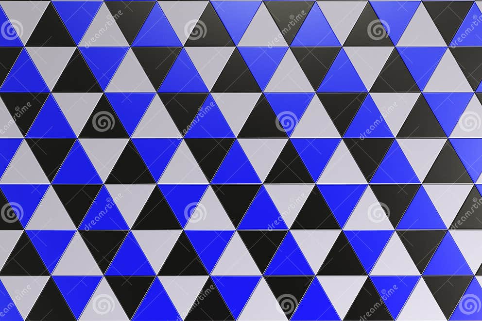 Pattern of Black, White and Blue Triangle Prisms Stock Illustration ...
