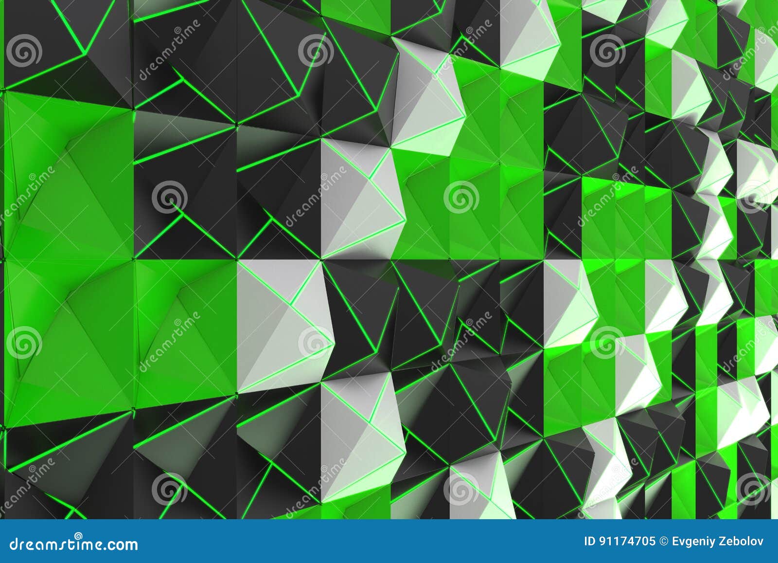 Pattern of Black, White and Green Pyramid Shapes Stock Illustration ...