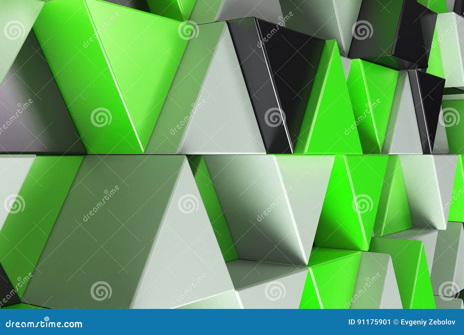 Pattern of Black, White and Green Triangle Prisms Stock Illustration ...