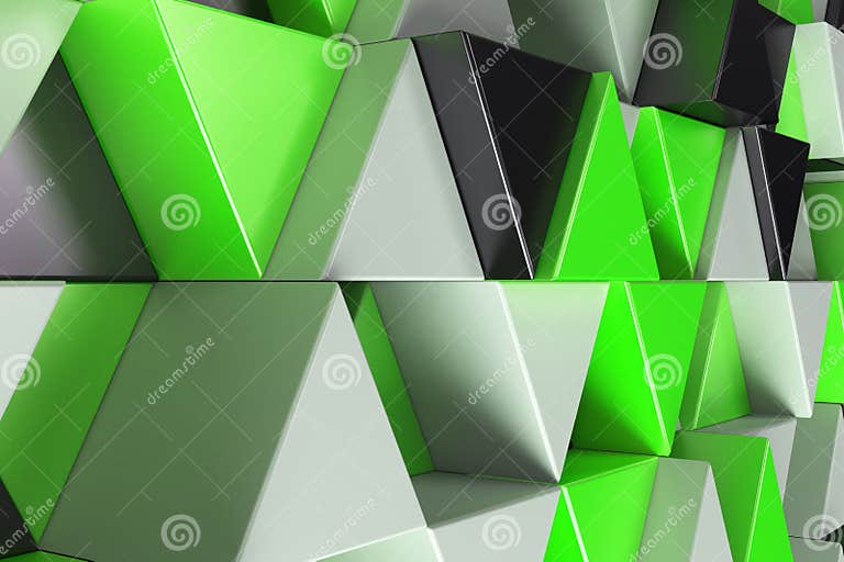 Pattern of Black, White and Green Triangle Prisms Stock Illustration ...