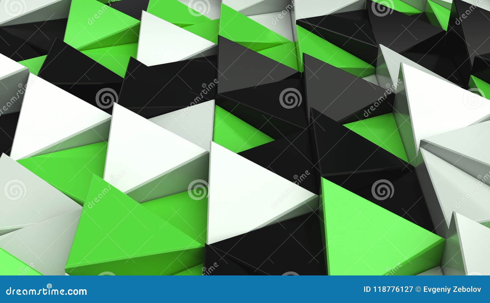 Pattern of Black, White and Green Triangle Prisms Stock Illustration ...
