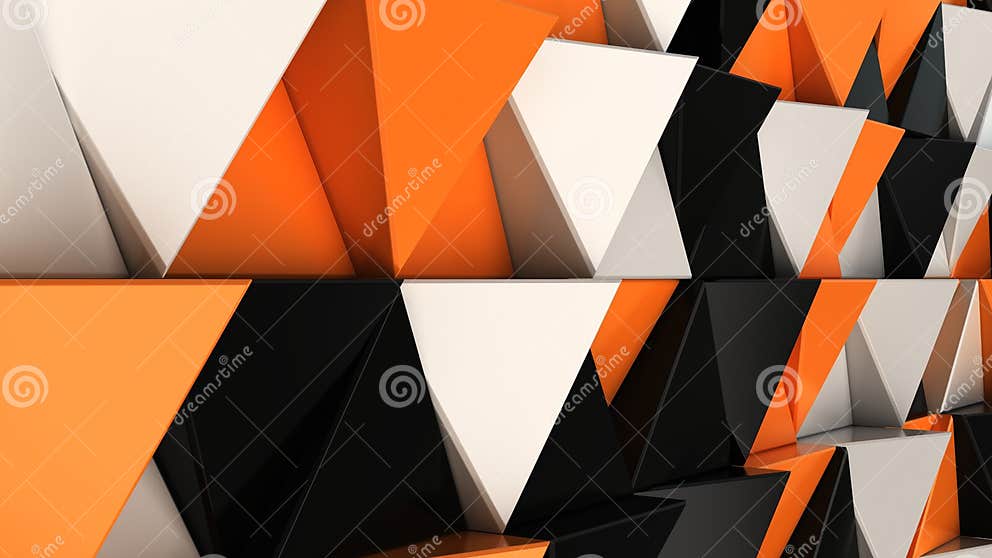 Pattern of Black, White and Orange Triangle Prisms Stock Illustration ...
