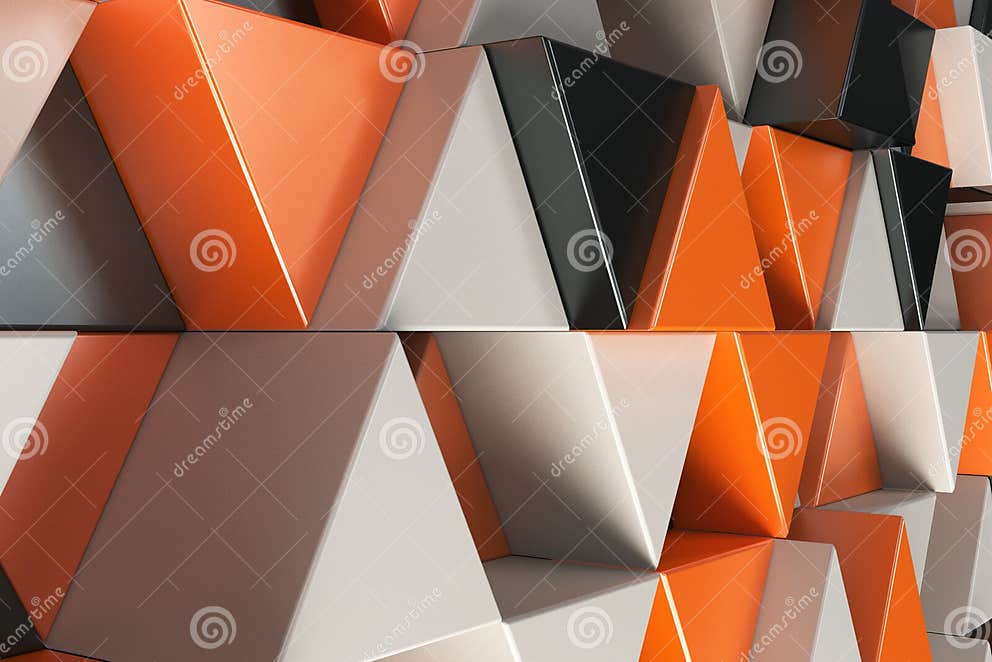 Pattern of Black, White and Orange Triangle Prisms Stock Illustration ...