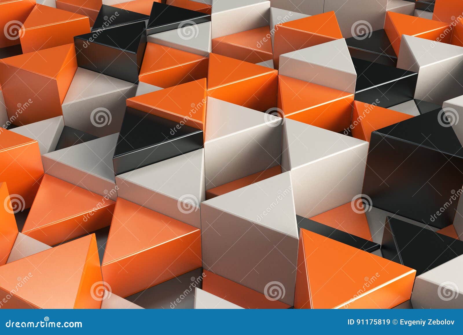 Pattern of Black, White and Orange Triangle Prisms Stock Illustration ...