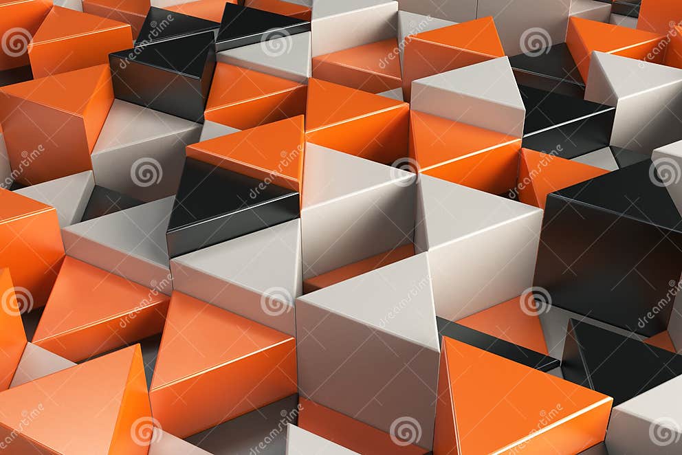 Pattern of Black, White and Orange Triangle Prisms Stock Illustration ...