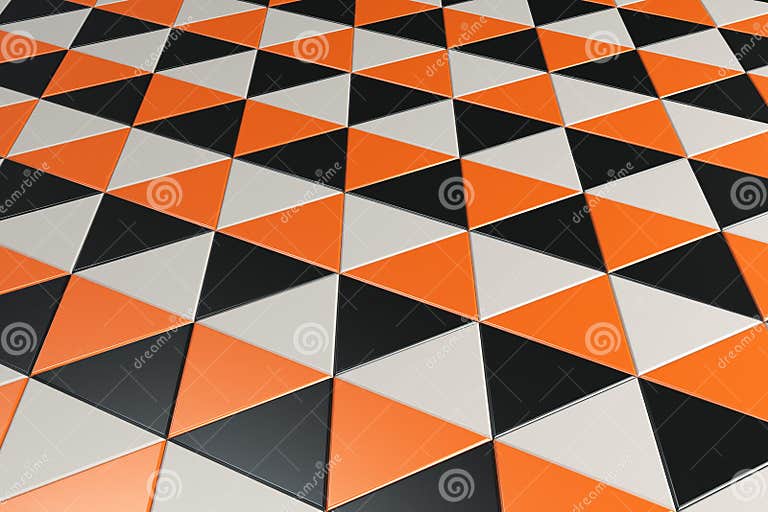 Pattern of Black, White and Orange Triangle Prisms Stock Illustration ...