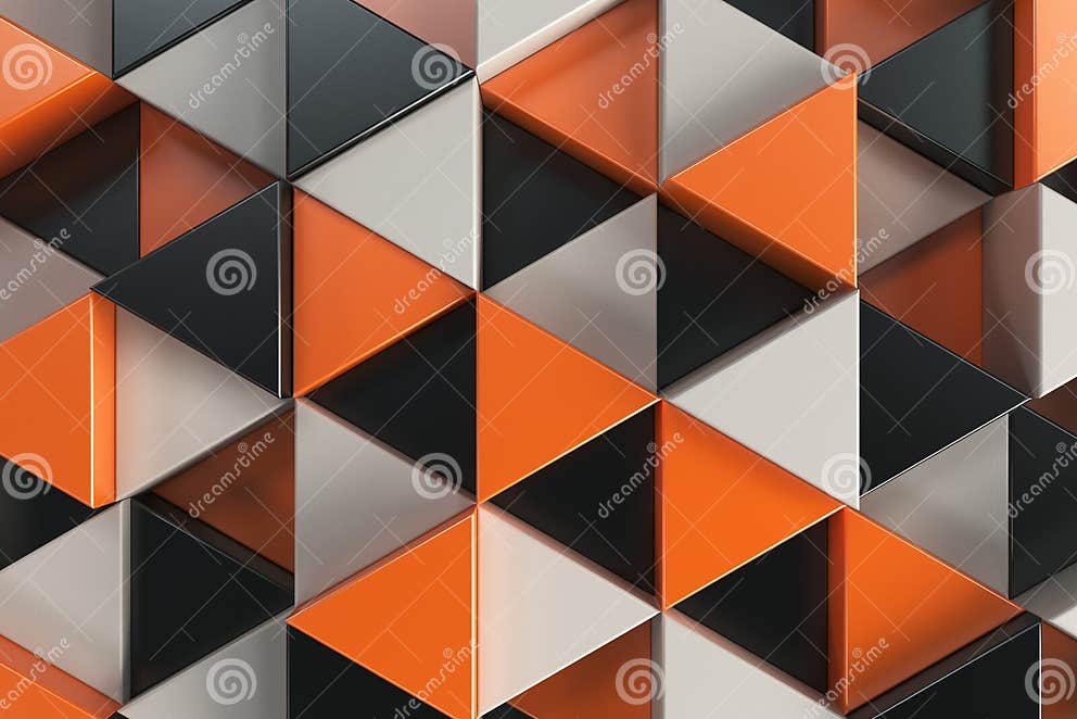 Pattern of Black, White and Orange Triangle Prisms Stock Illustration ...