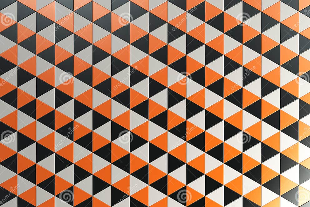 Pattern of Black, White and Orange Triangle Prisms Stock Illustration ...