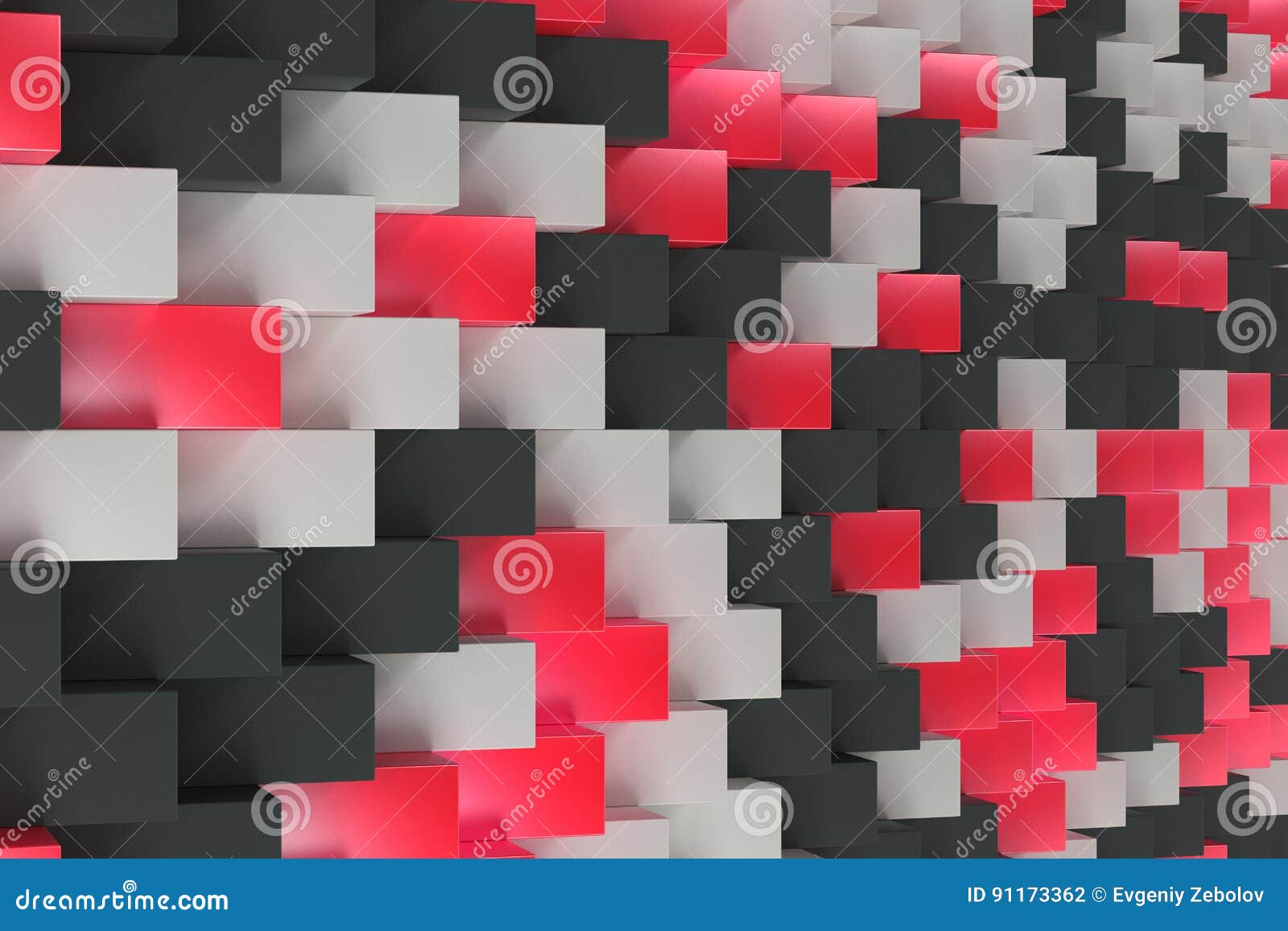 Pattern with Black, White and Red Rectangular Shapes Stock Illustration ...