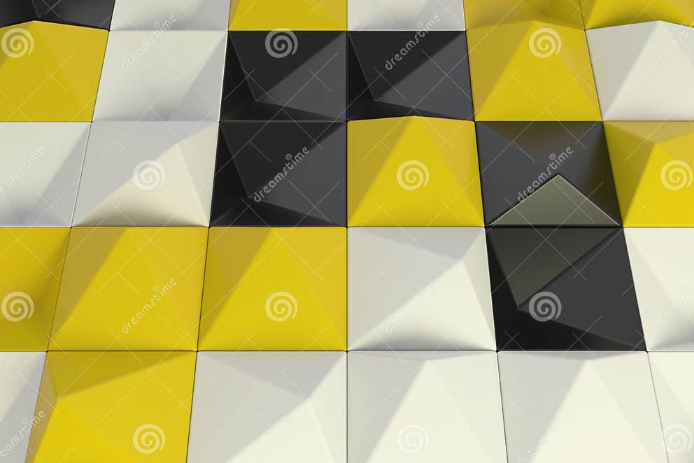 Pattern of Black, White and Yellow Pyramid Shapes Stock Illustration ...