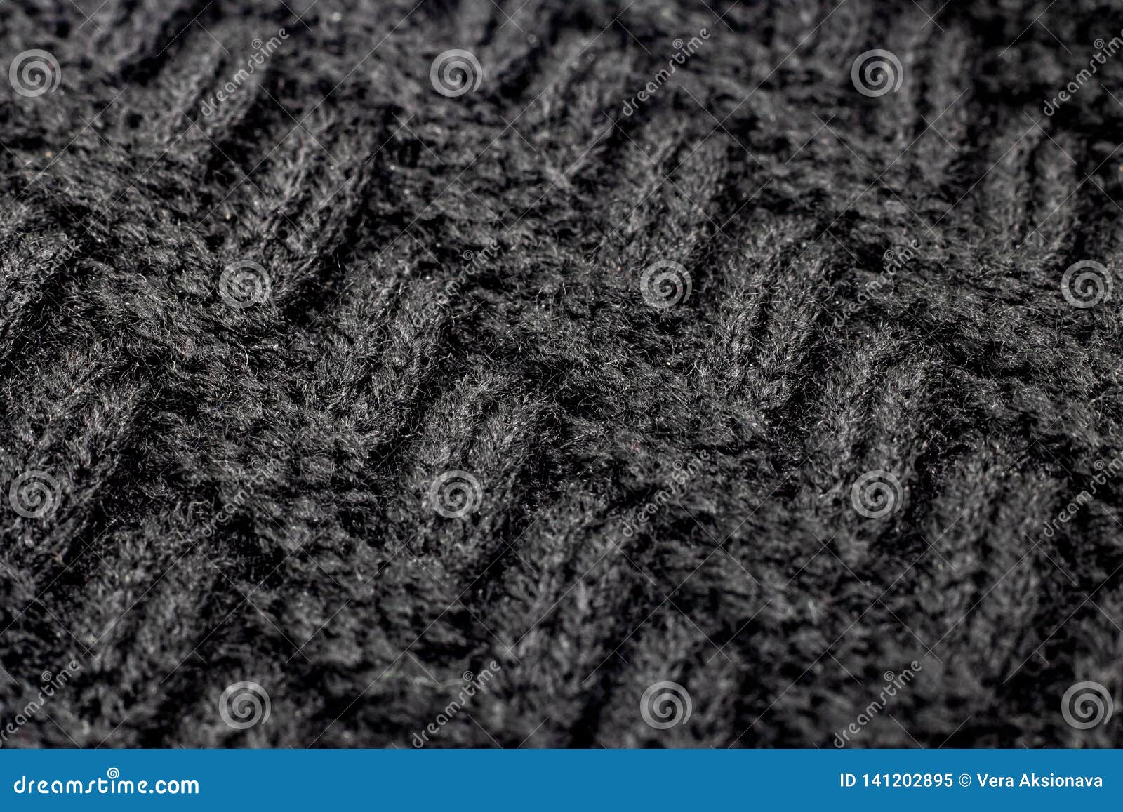 Pattern on Black Wool Knitted Fabric, Texture or Background Stock Image ...