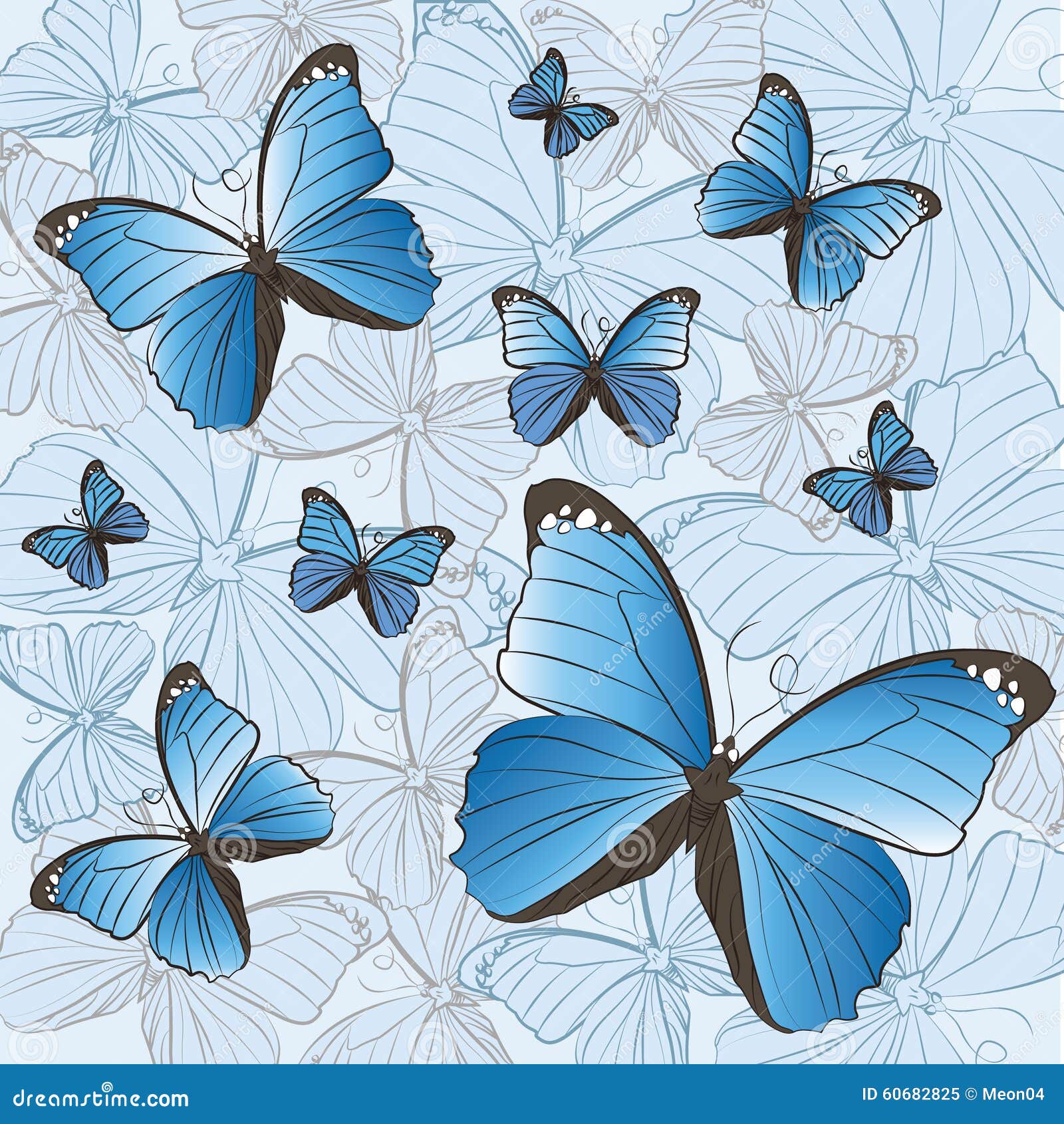 Pattern of Blue Butterflies Stock Illustration - Illustration of ...