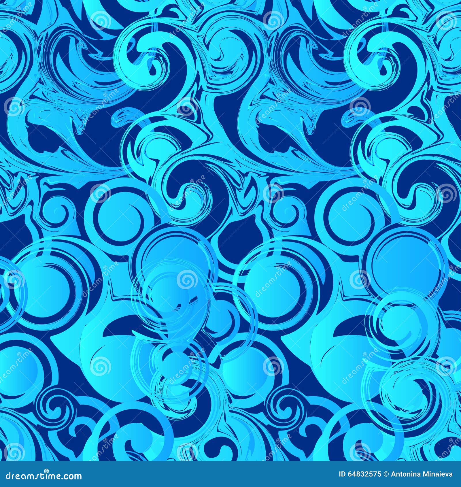 Pattern blue curls stock vector. Illustration of color - 64832575