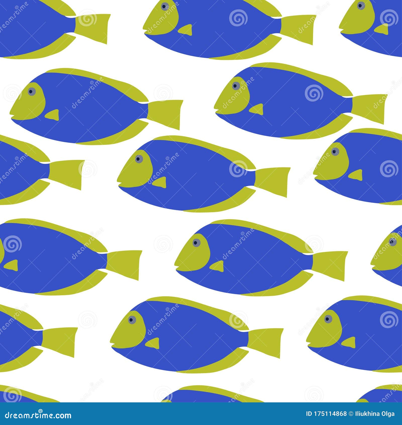 Pattern of Blue-green Fish on a White Background Stock Vector ...