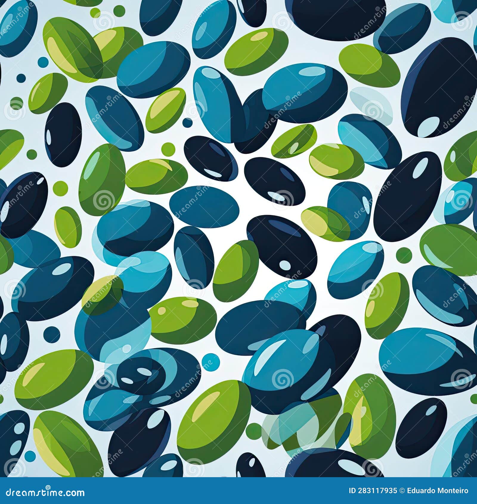 Pattern with Blue and Green Gems in a Cartoonish Style (tiled) Stock ...