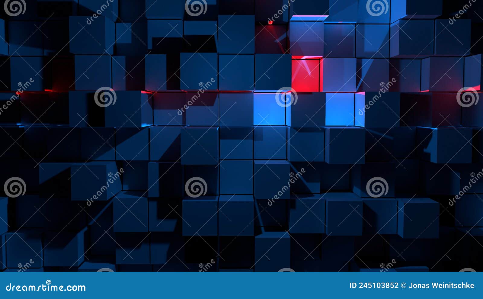 Pattern of Blue Illuminated Cubes Stock Illustration - Illustration of ...