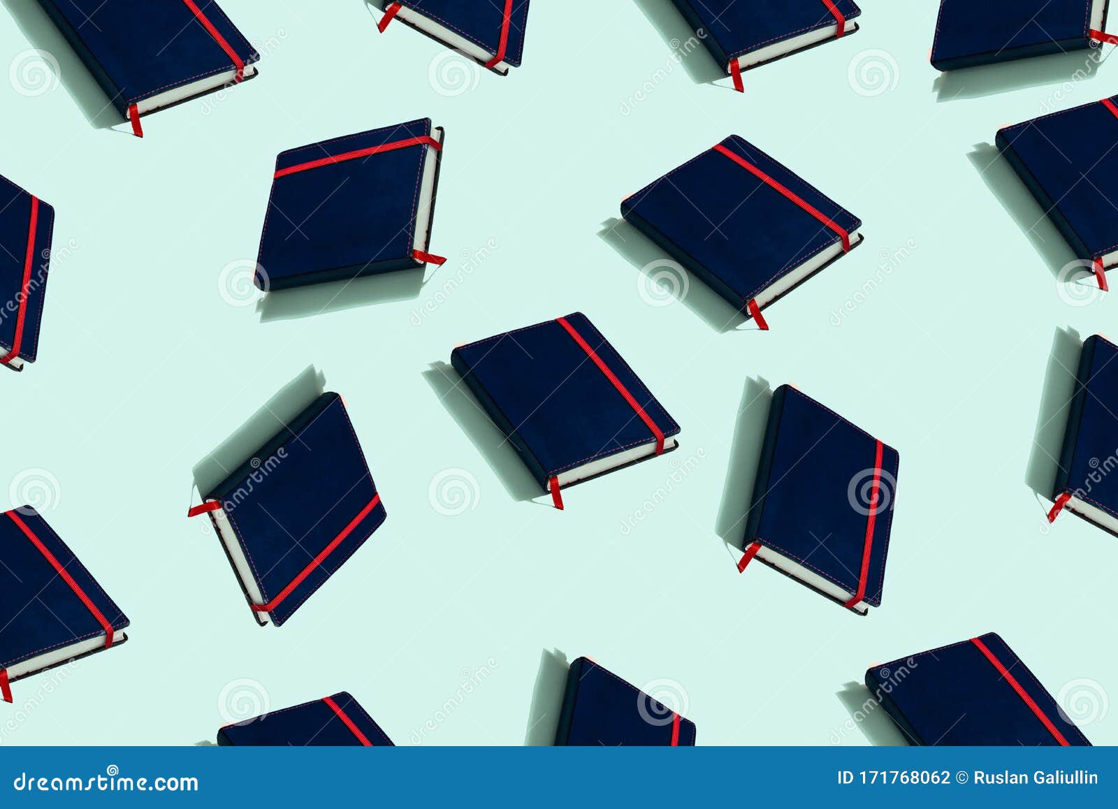 Pattern of Blue Notebooks on Blue Background Stock Photo - Image of ...