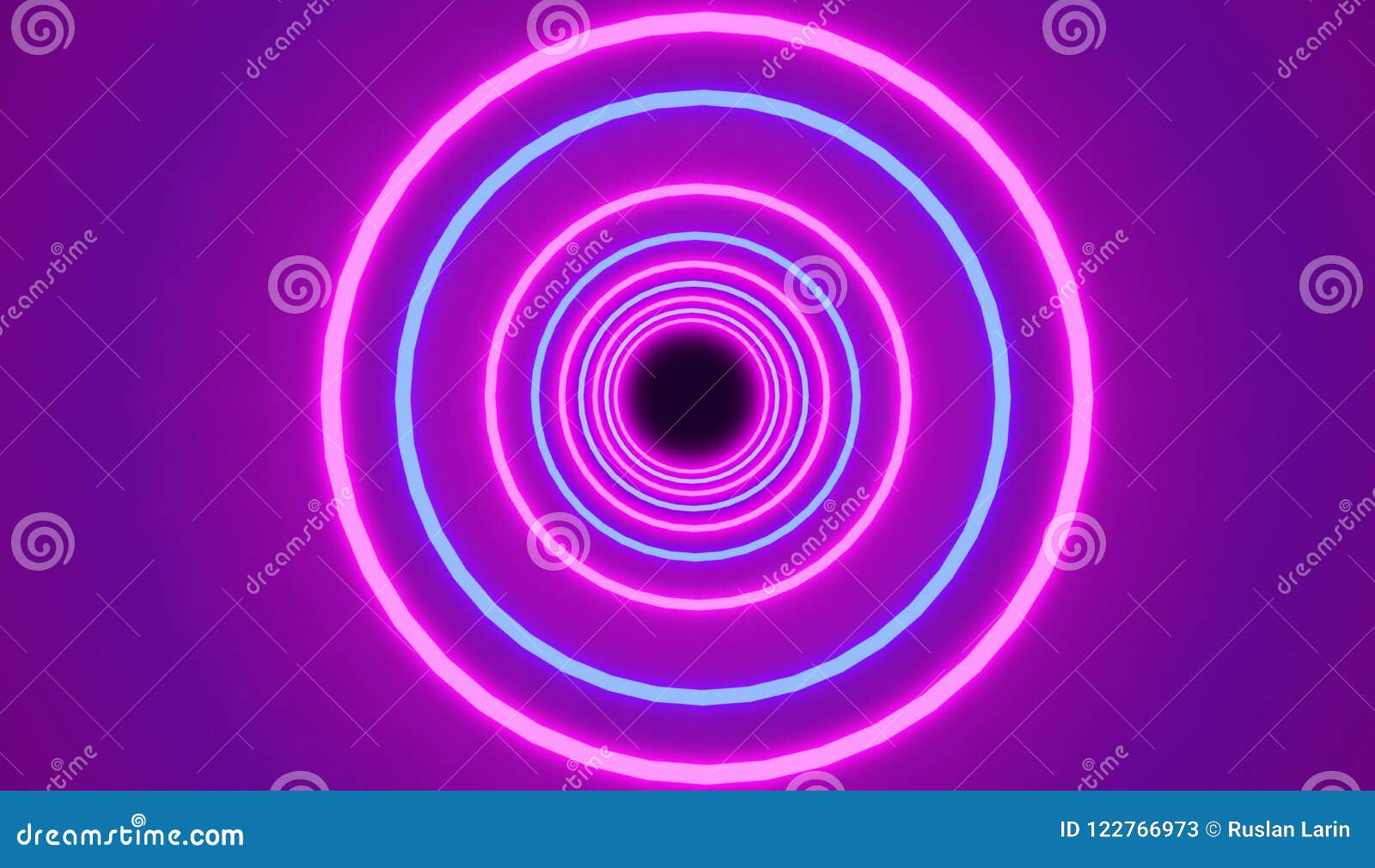 Pattern of Blue and Pink Glowing Neon Circles, Render, Retro Style ...