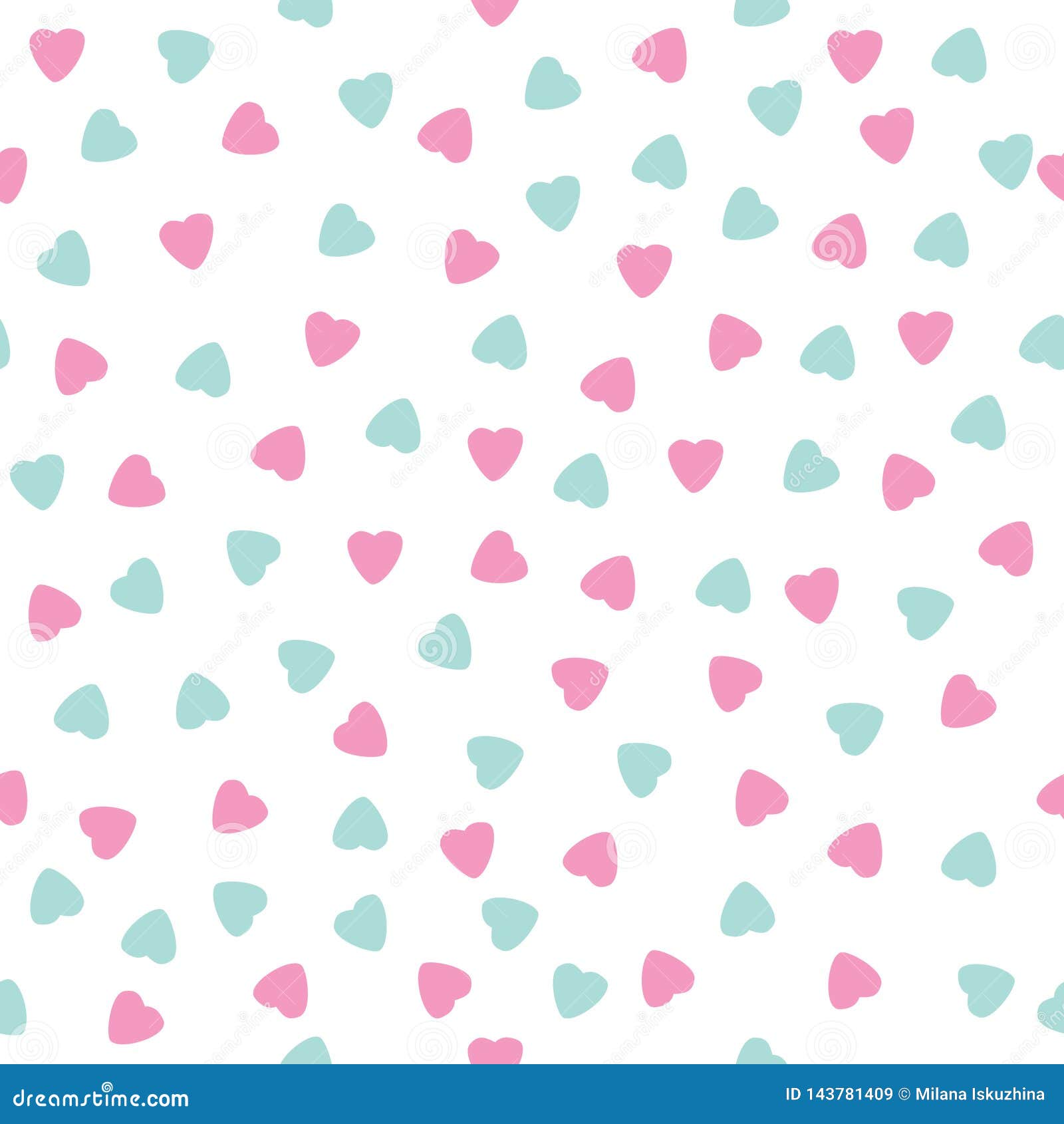 Pattern with Blue and Pink Heart on White Background Stock Vector ...