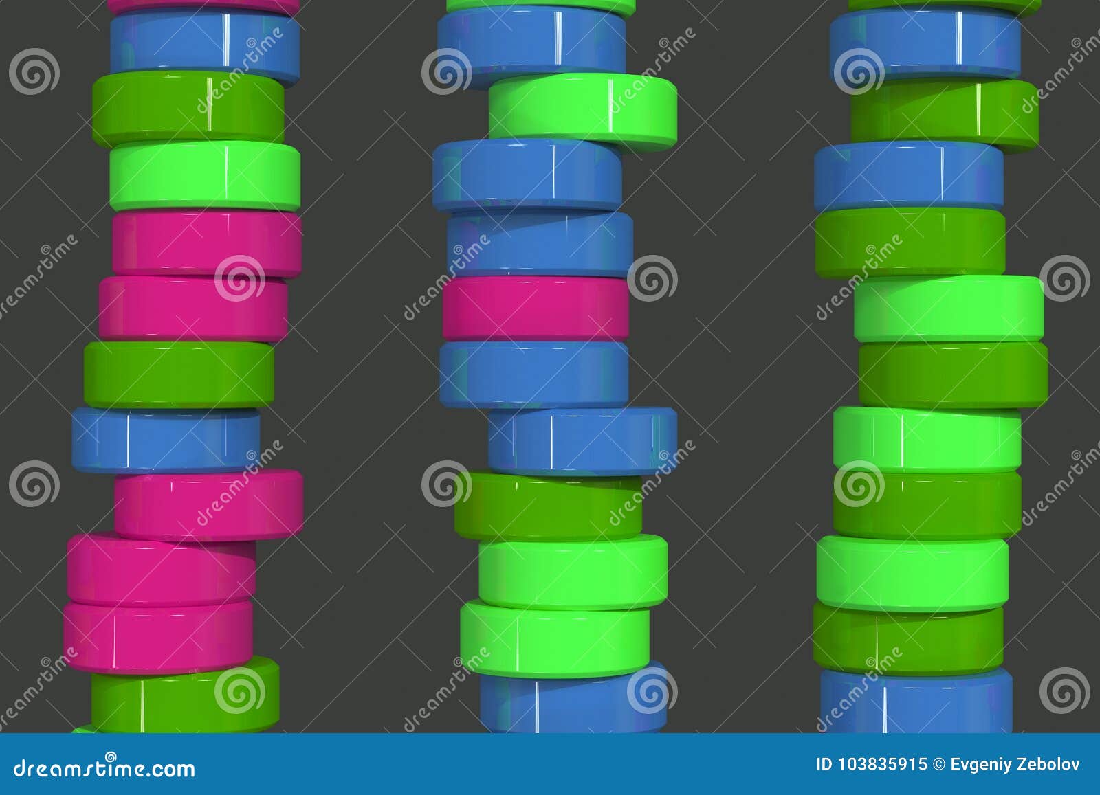 Pattern of Blue, Red and Green Cylinder Tablets on Black Background ...