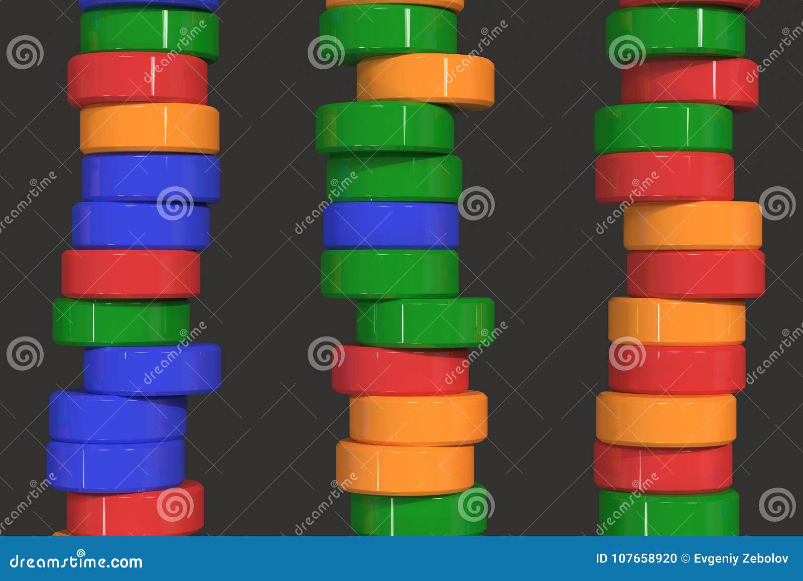 Pattern of Blue, Red and Green Cylinder Tablets on Black Background ...