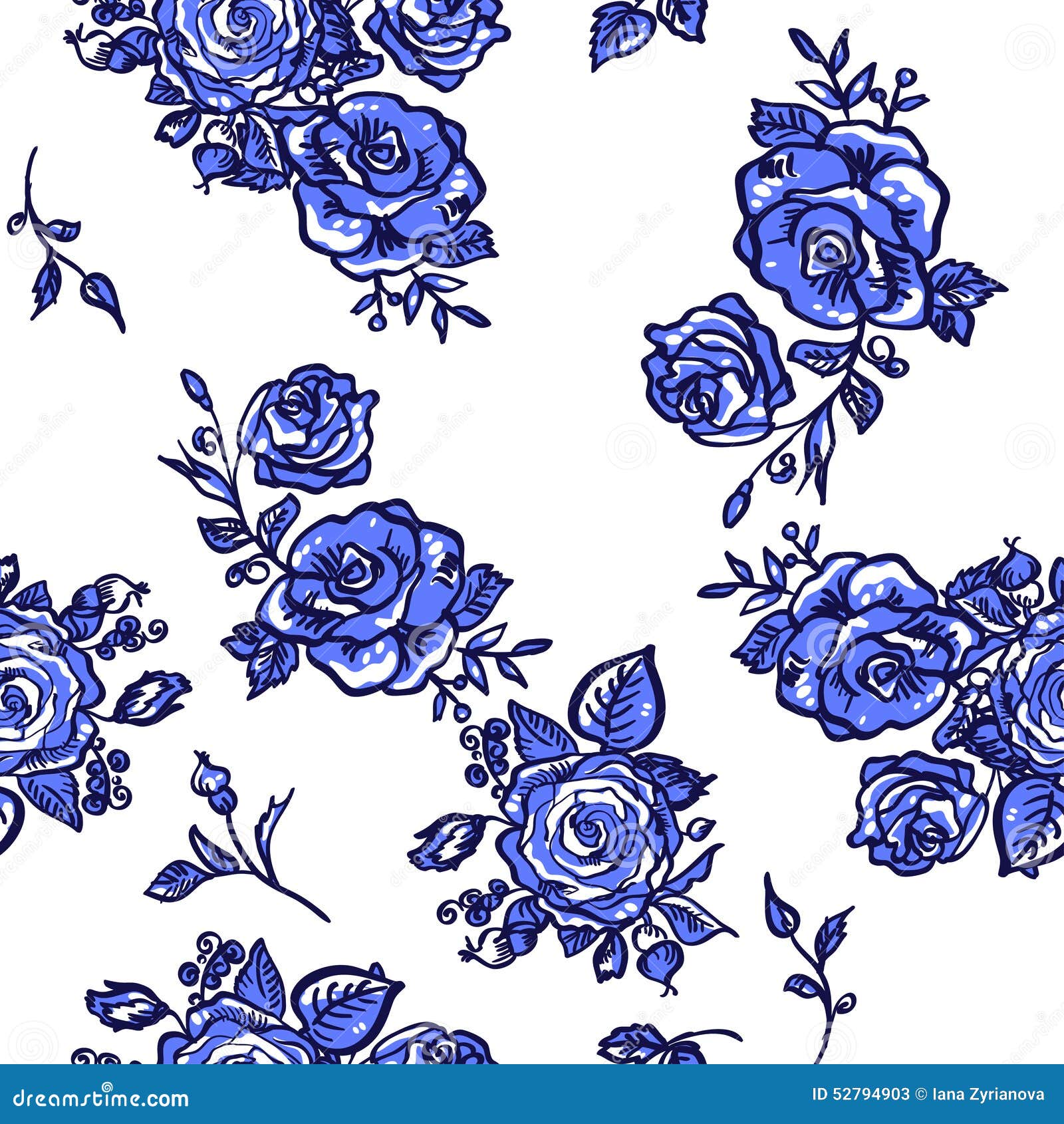 Pattern blue rose stock vector. Illustration of petal - 52794903