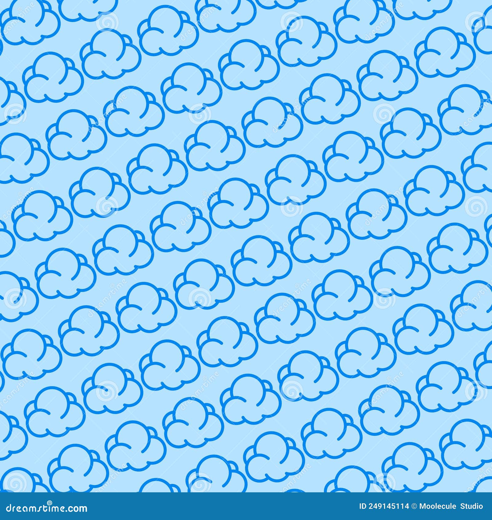 Pattern of Blue Sky Line Art on the Light Blue Background. Stock ...