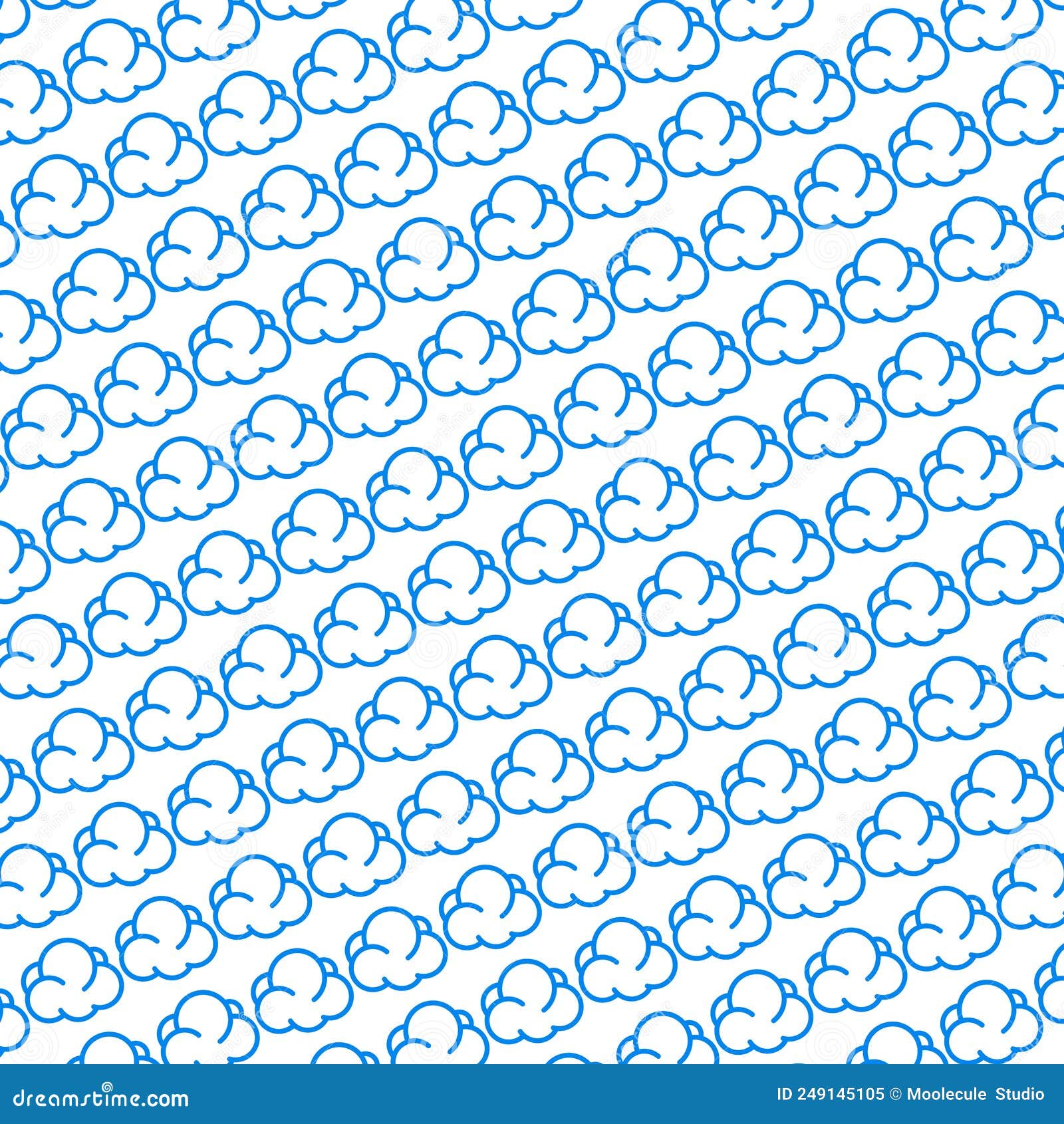 Pattern of Blue Sky Line Art on the White Background. Stock ...