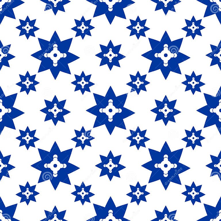 Pattern of Blue Stars on White Background Stock Illustration ...