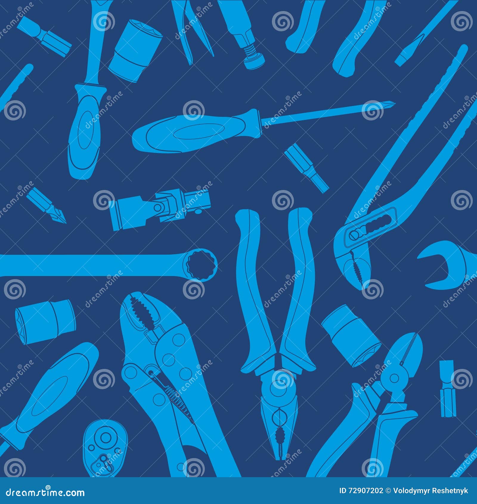 The Pattern of the Blue Tools Stock Vector - Illustration of pattern ...