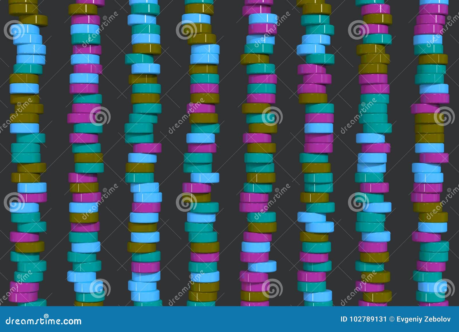 Pattern of Blue, Violet and Green Cylinder Tablets on Black Background ...